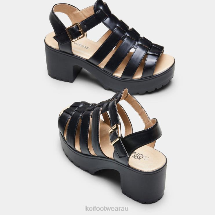 Sii Strappy Cleated Sandals 0N86J137 Women KOI footwear Sandal | Black ...